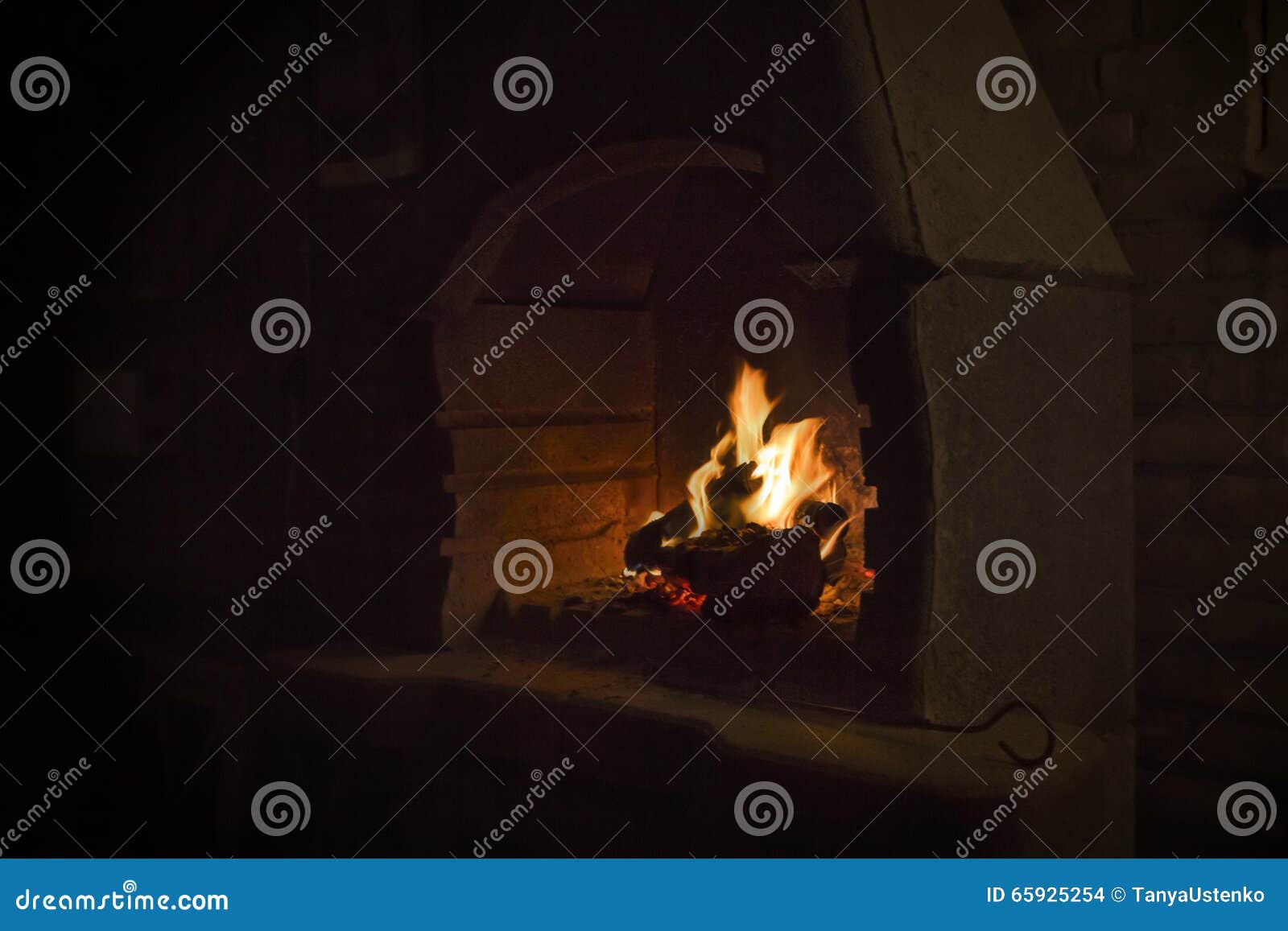 Burning Wood in Open Fire Place Stock Photo - Image of background ...