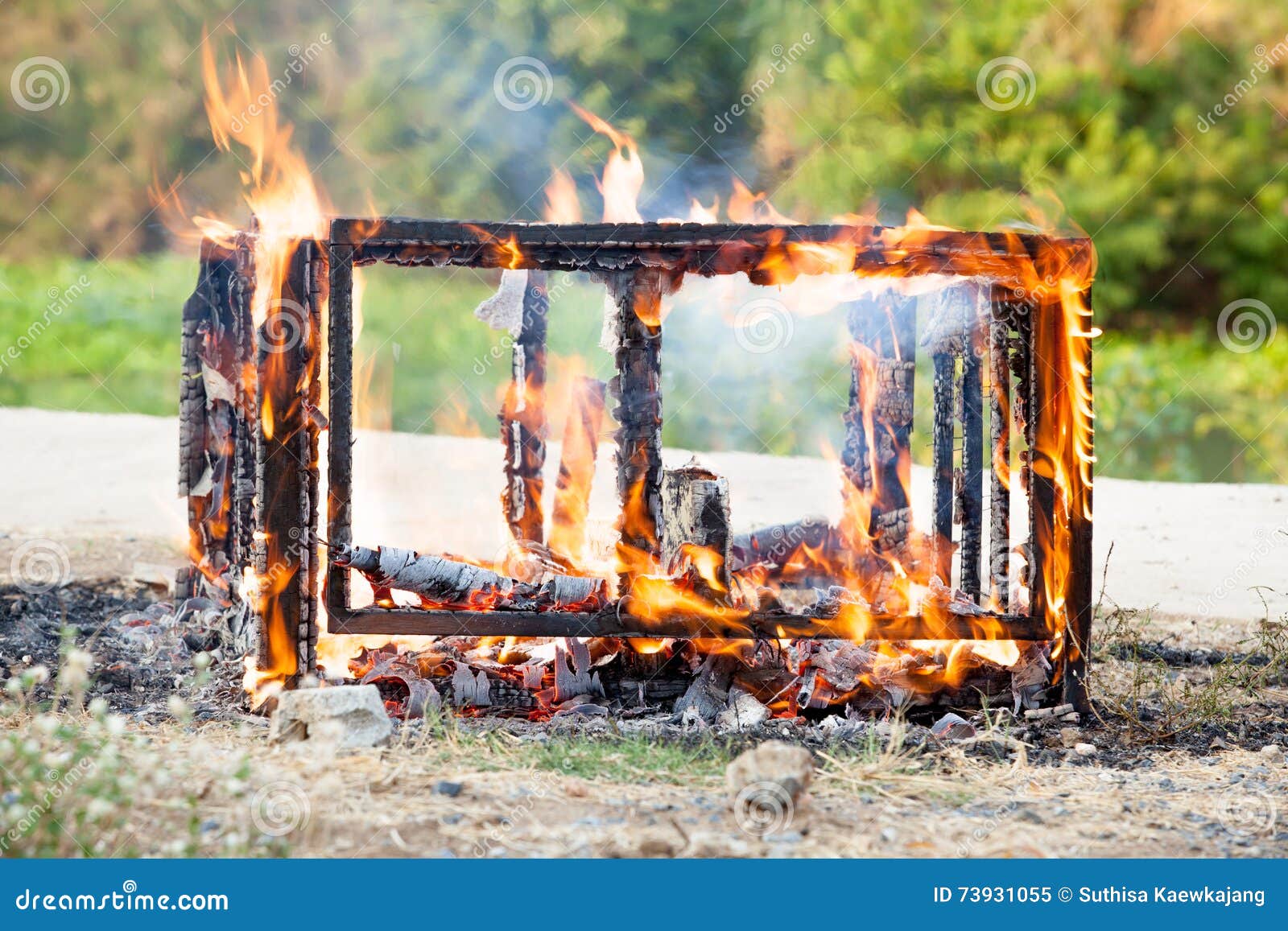 Burning Wood in Outdoor Focus at Flame Stock Image - Image of fire ...