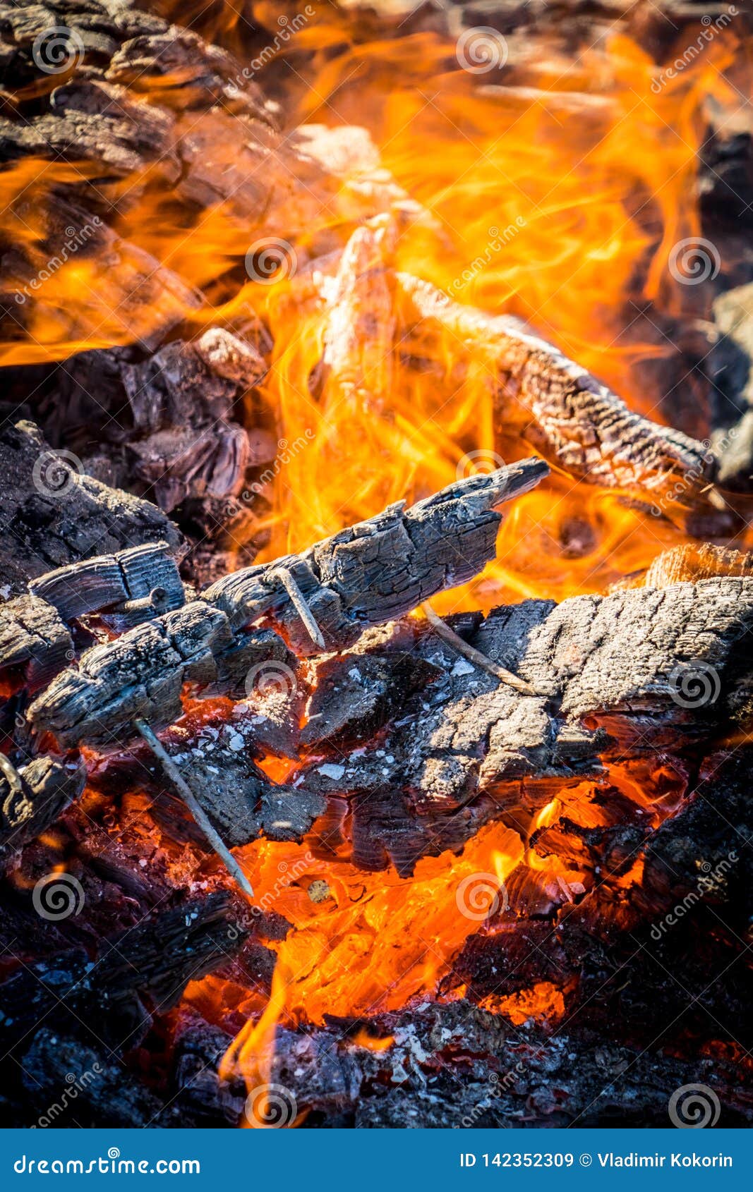 Burning Wood. Photograph of the Dying Fire Stock Image - Image of burn ...