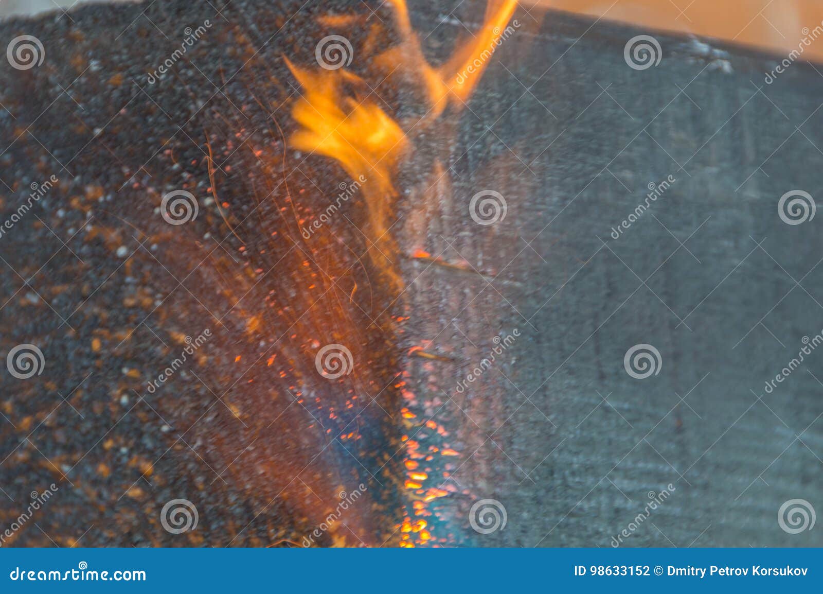 Burning wooden beams. stock photo. Image of flame, manufacture - 98633152