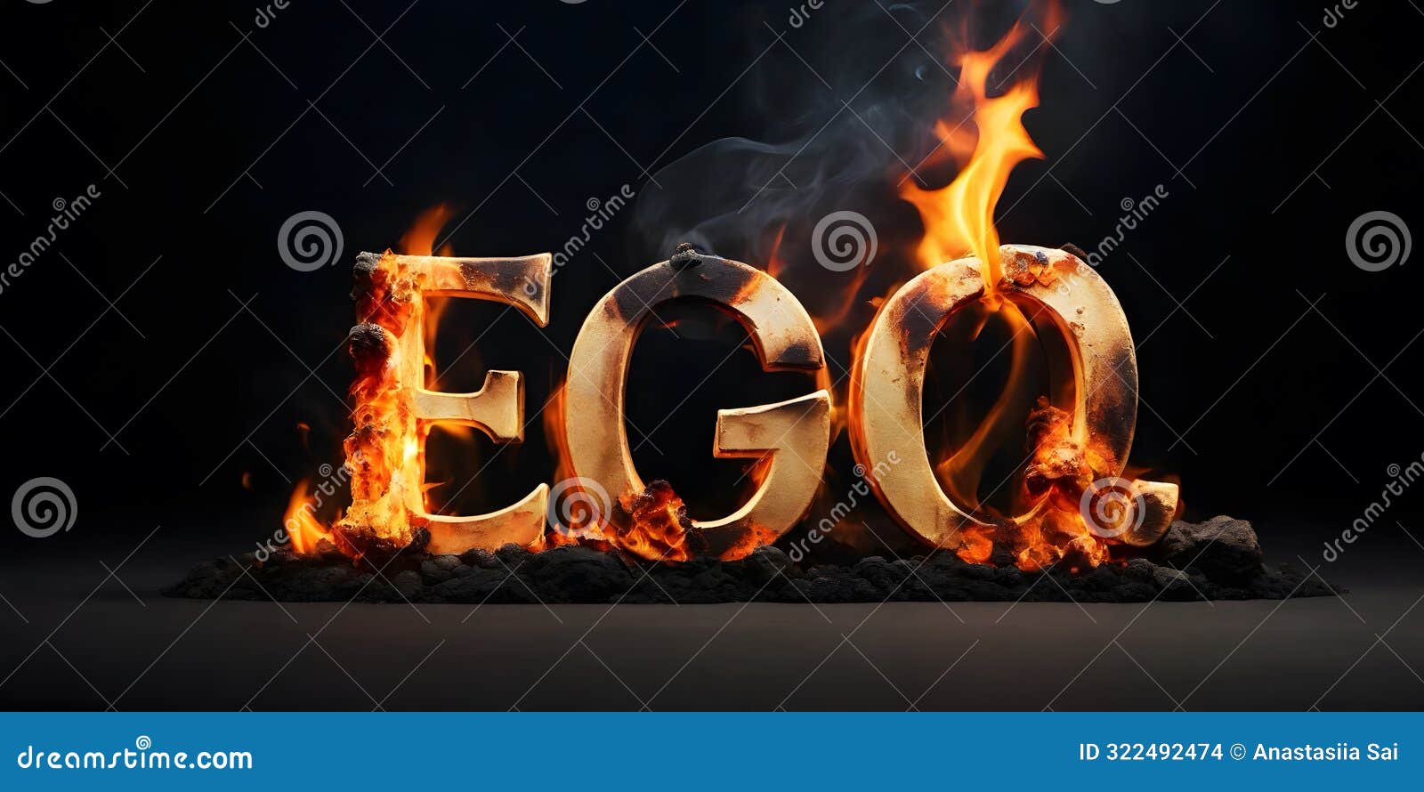 The Burning Word of the Ego Stock Illustration - Illustration of ...