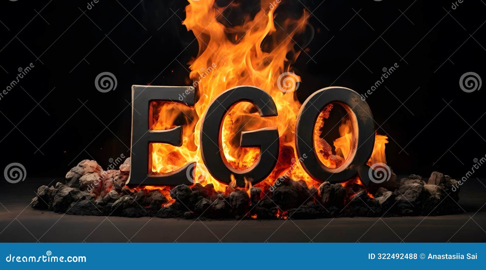 The Burning Word of the Ego Stock Illustration - Illustration of ...