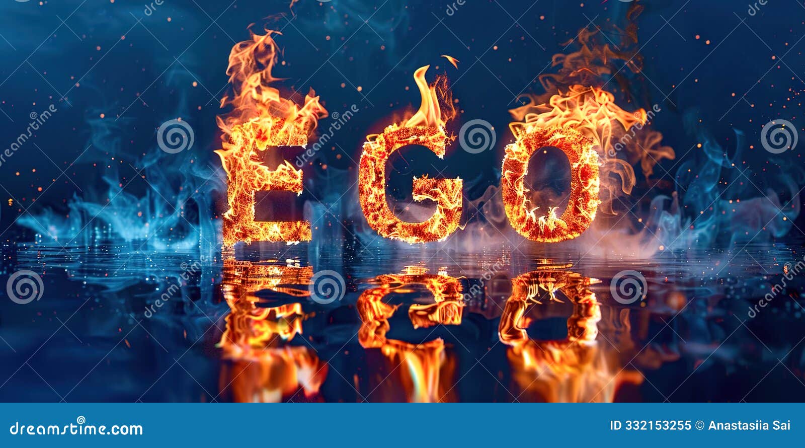 The Burning Word of the Ego Stock Illustration - Illustration of text ...