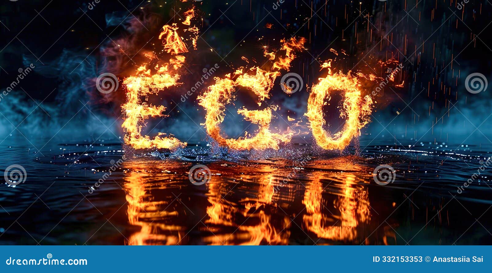 The Burning Word of the Ego Stock Illustration - Illustration of ...