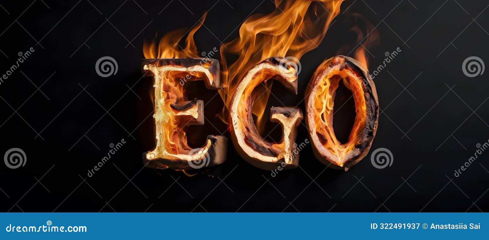 The Burning Word of the Ego Stock Illustration - Illustration of frame ...