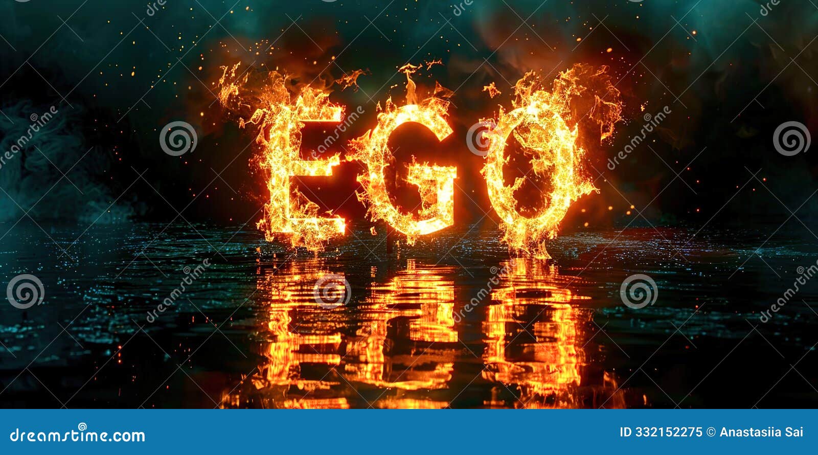 The Burning Word of the Ego Stock Illustration - Illustration of text ...