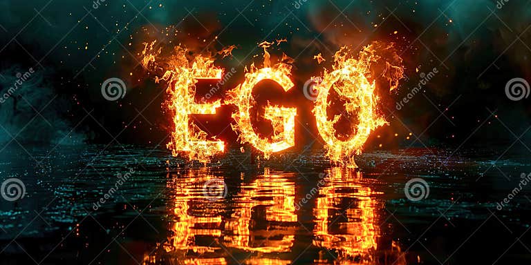The Burning Word of the Ego Stock Illustration - Illustration of text ...