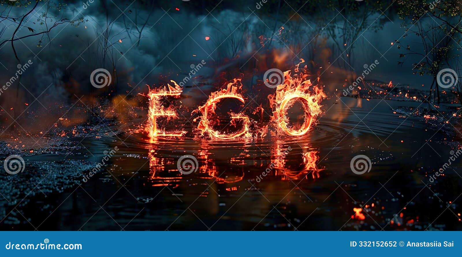 The Burning Word of the Ego Stock Illustration - Illustration of blaze ...