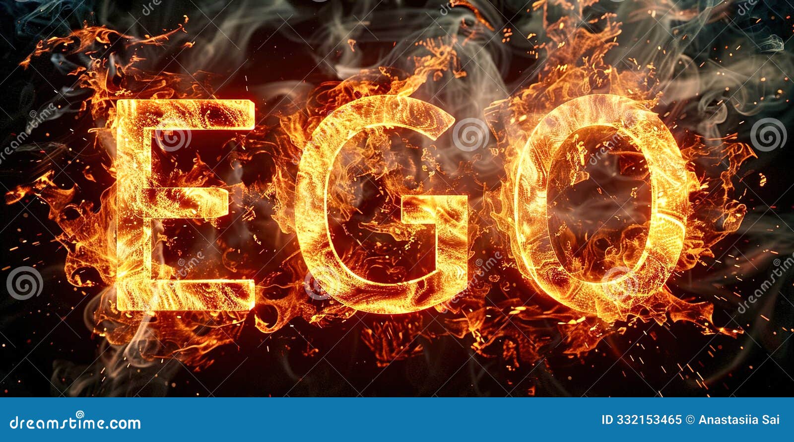 The Burning Word of the Ego Stock Illustration - Illustration of egoism ...
