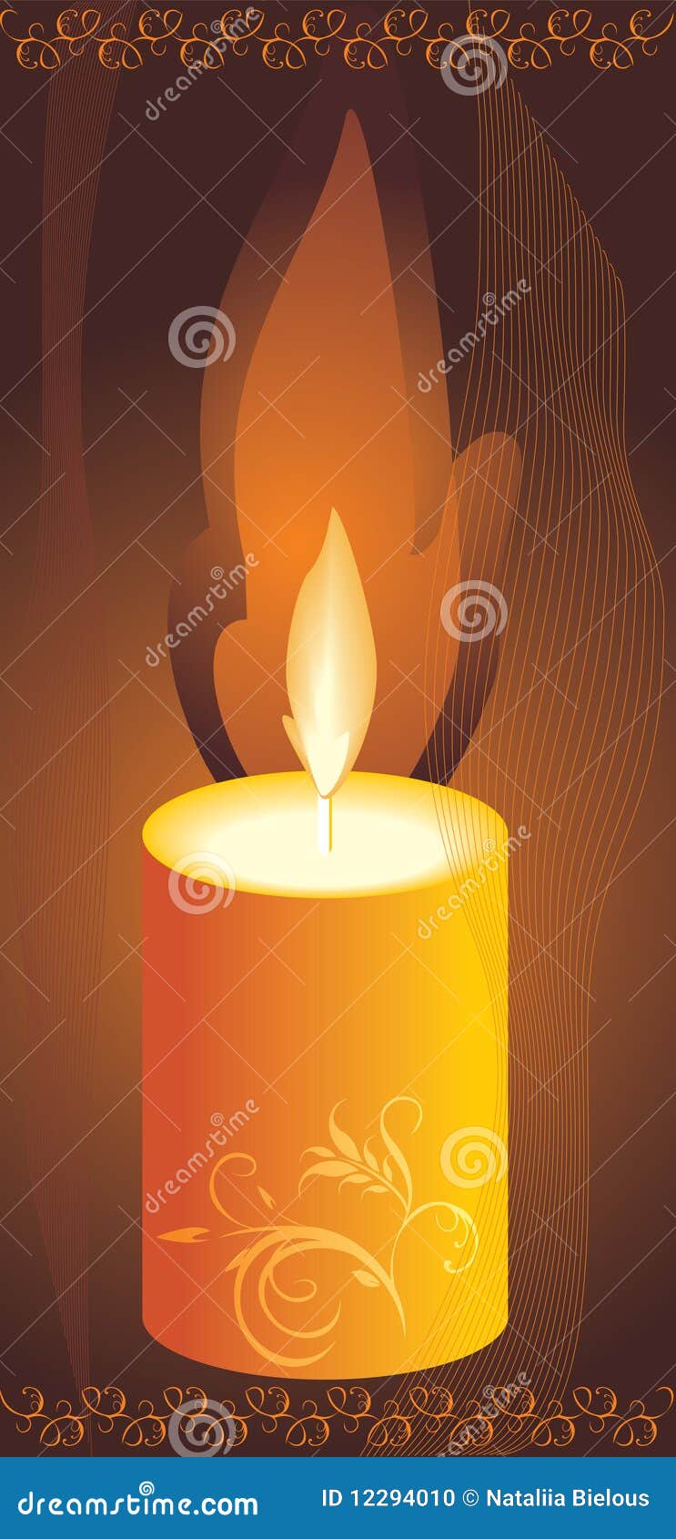 Burning yellow candle stock vector. Illustration of night - 12294010