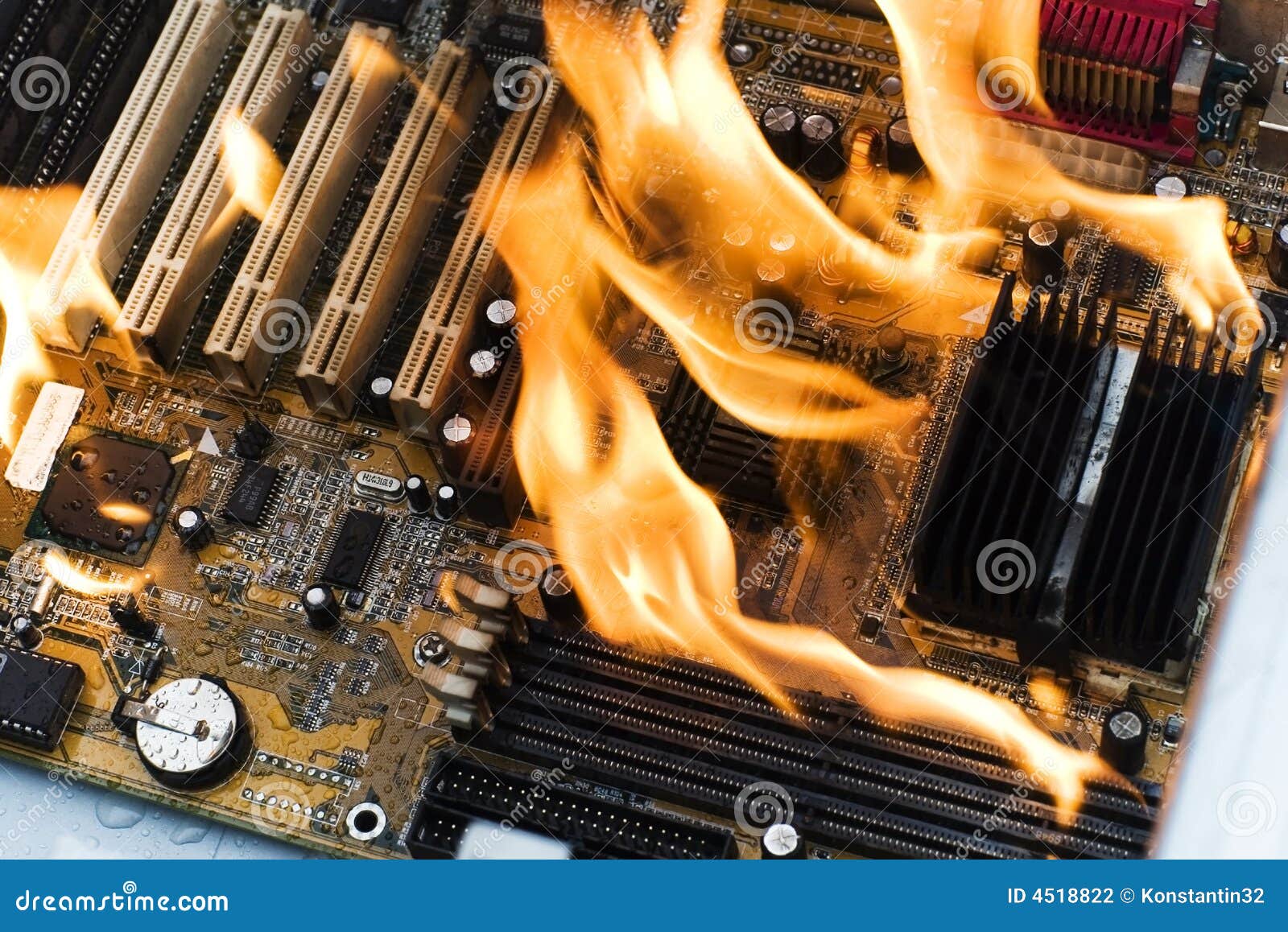 Burninging computer stock photo. Image of business, attack - 4518822