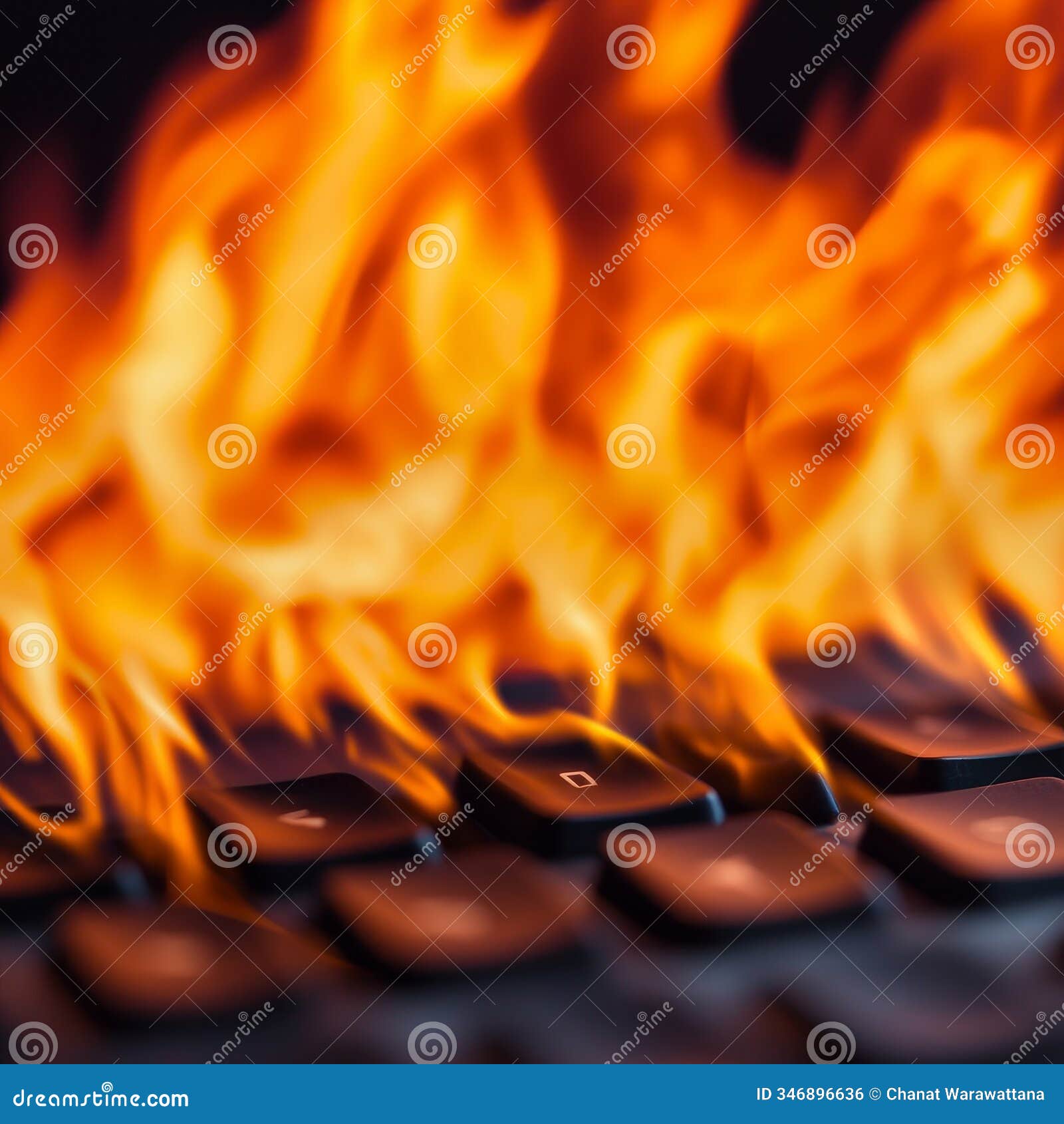 Burning Keyboard On Black Background. Burnout Syndrome, Deadline ...