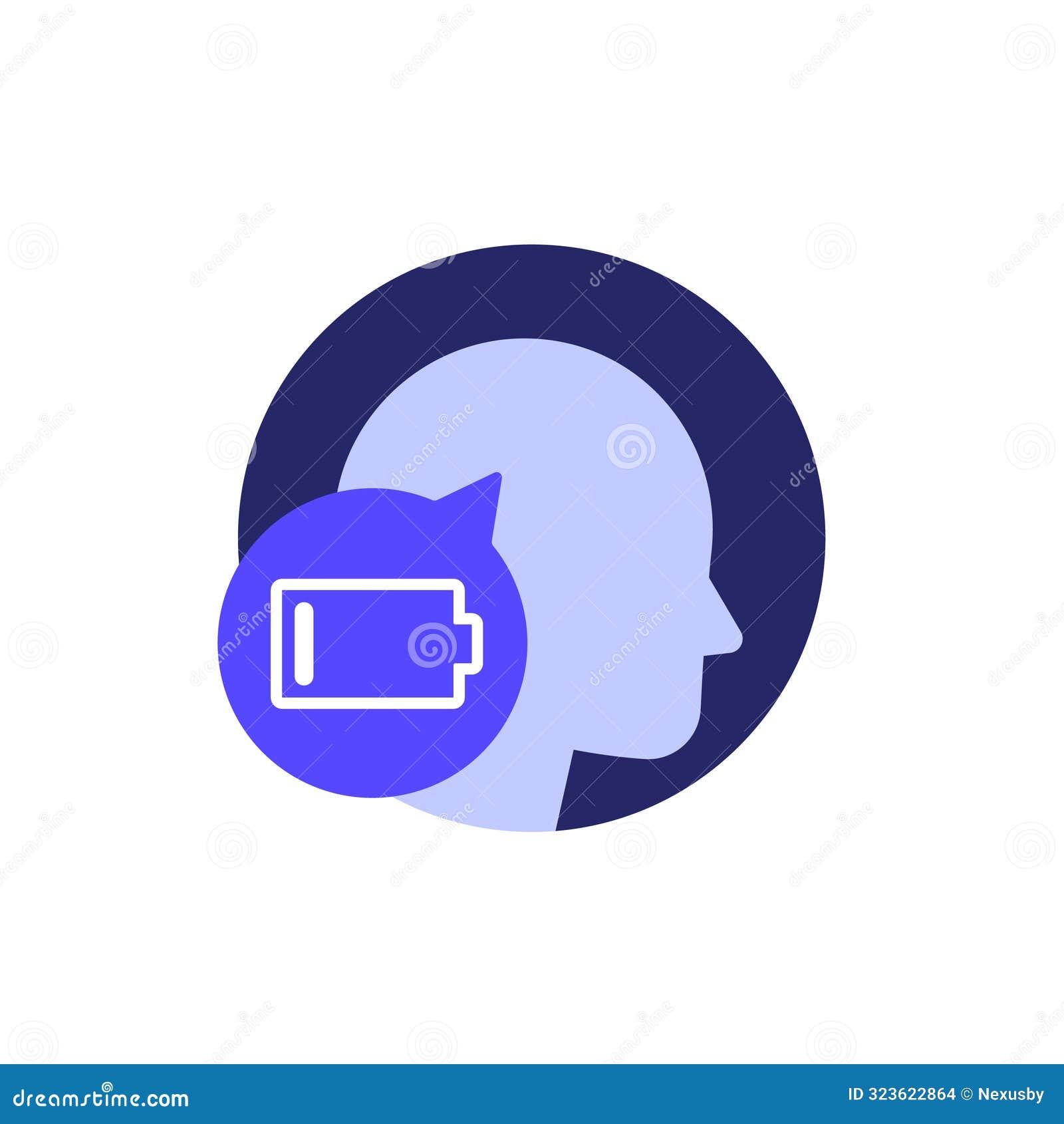 Burnout or Fatigue Icon with Head and Battery Stock Vector ...