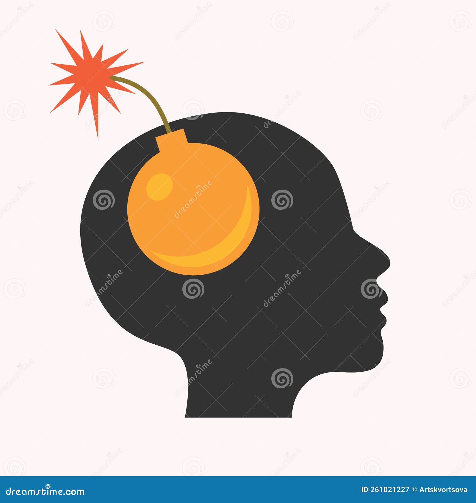 Burnout Human Mind. Mind Blowing, Exploding. Head with Bomb instead on ...