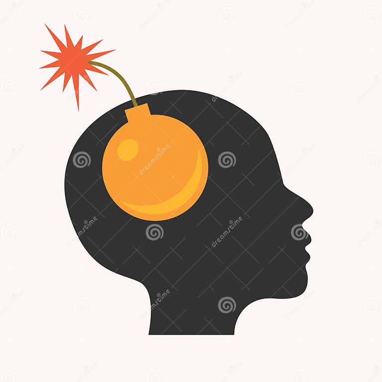 Burnout Human Mind. Mind Blowing, Exploding. Head with Bomb instead on ...