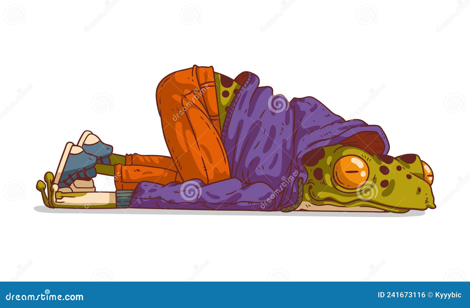 Burnout. Humanized Frog In Depression, Vector Illustration. Tired ...