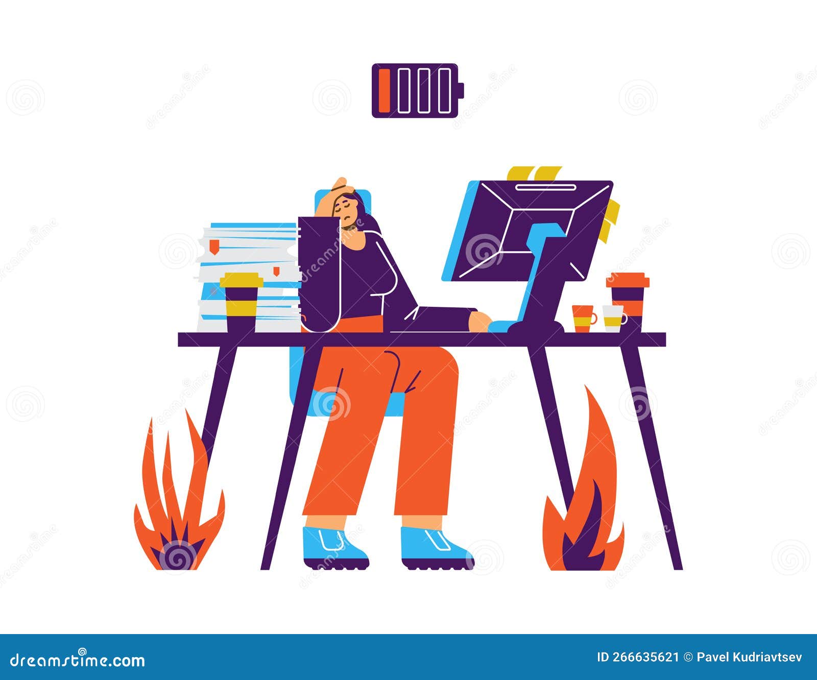 Burnout and Overwork, Decreased Efficiency Vector Illustration Isolated ...