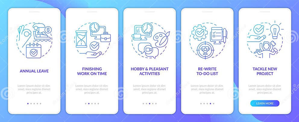 Burnout Prevention Blue Gradient Onboarding Mobile App Screen Stock ...