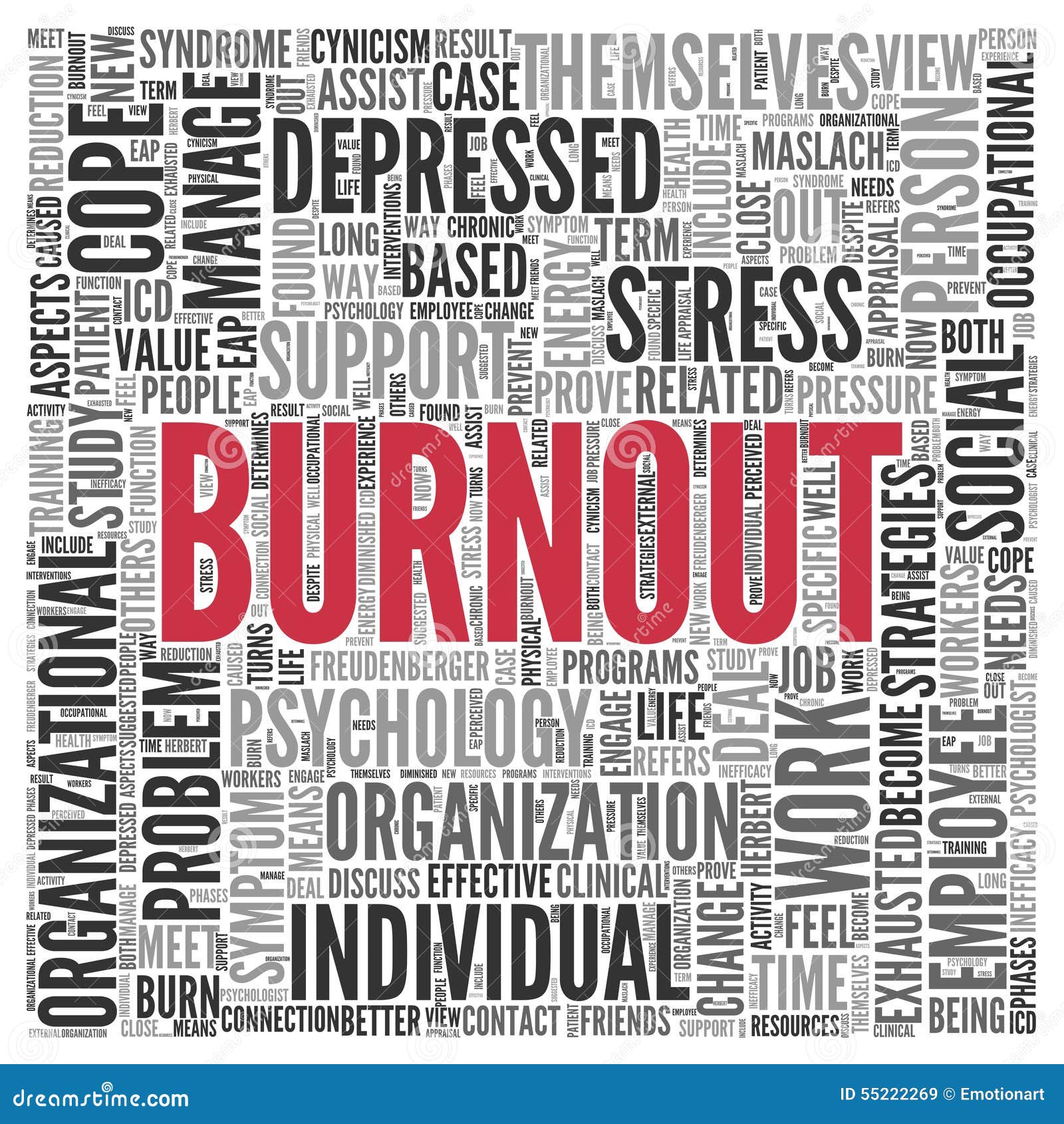 BURNOUT Word Tag Cloud Design Stock Illustration - Illustration of ...
