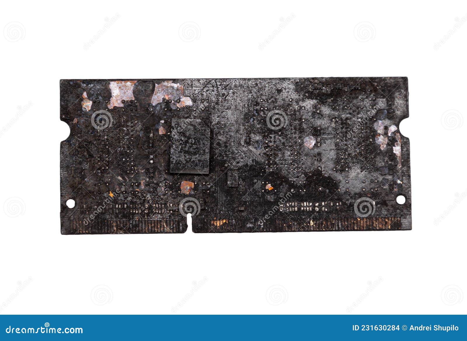 Burnt Board with Microcircuits on a White Stock Photo - Image of burnt ...