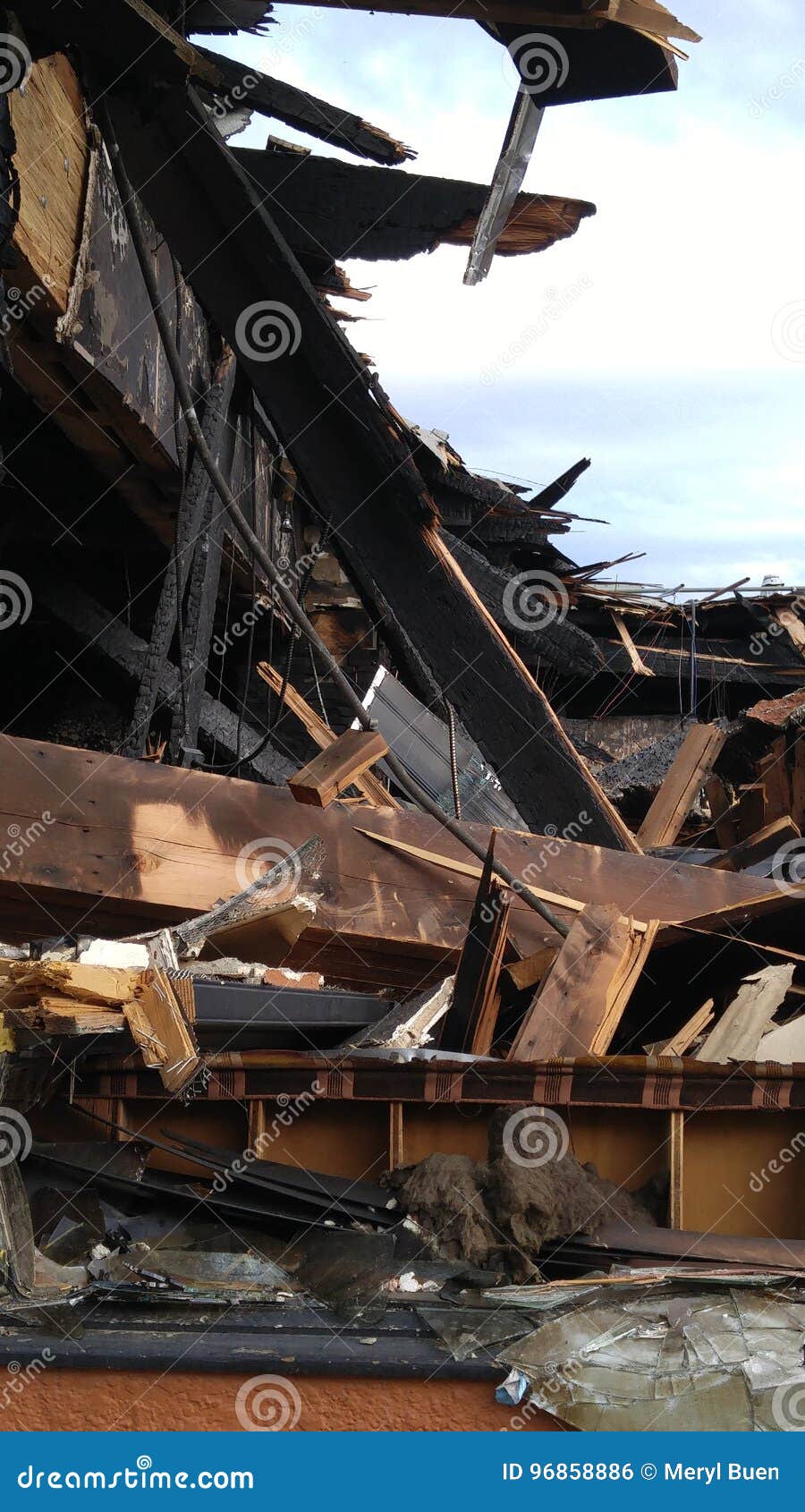 Burnt building stock photo. Image of damage, burnt, sustained - 96858886