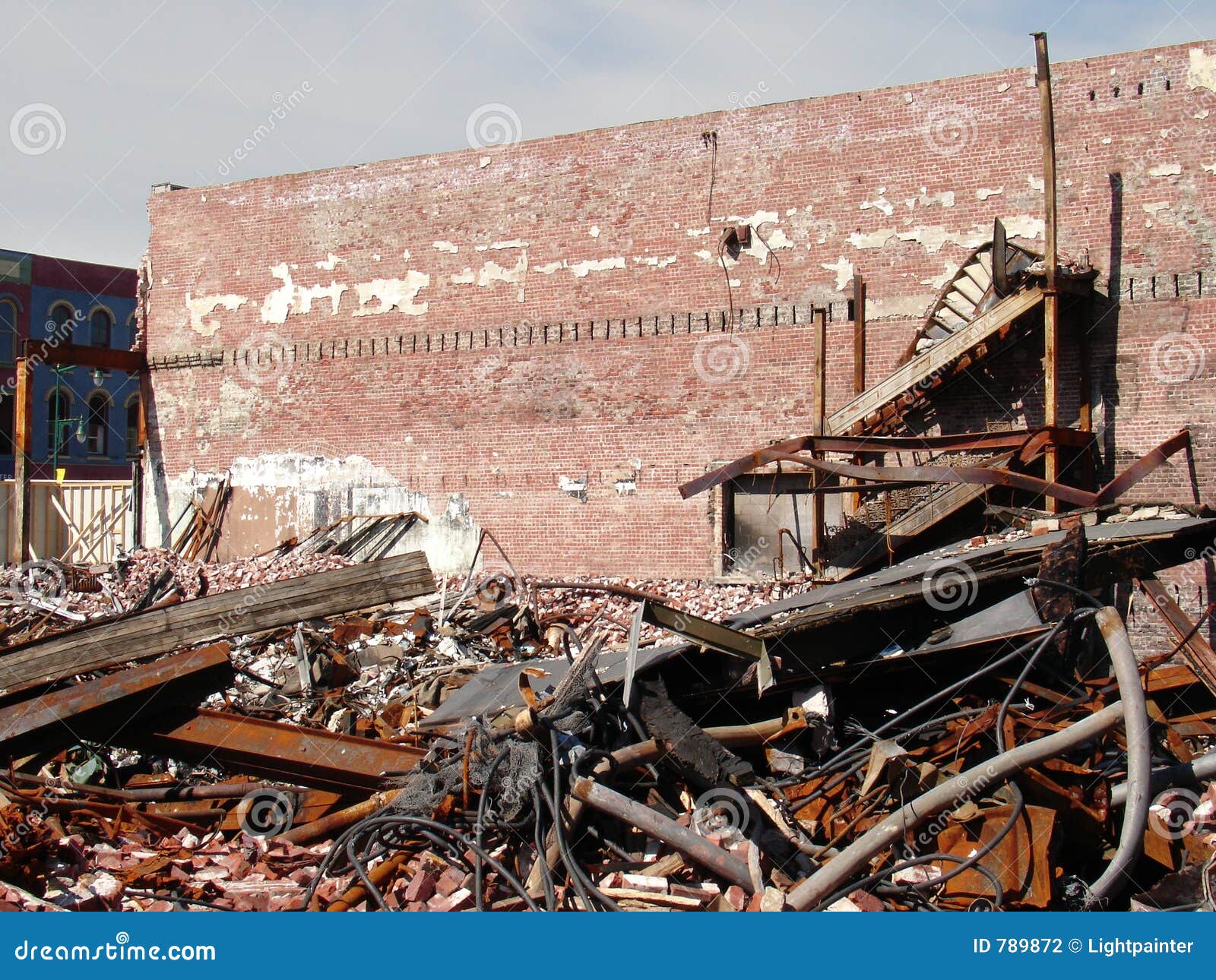 Burnt building and rubble stock photo. Image of architecture - 789872