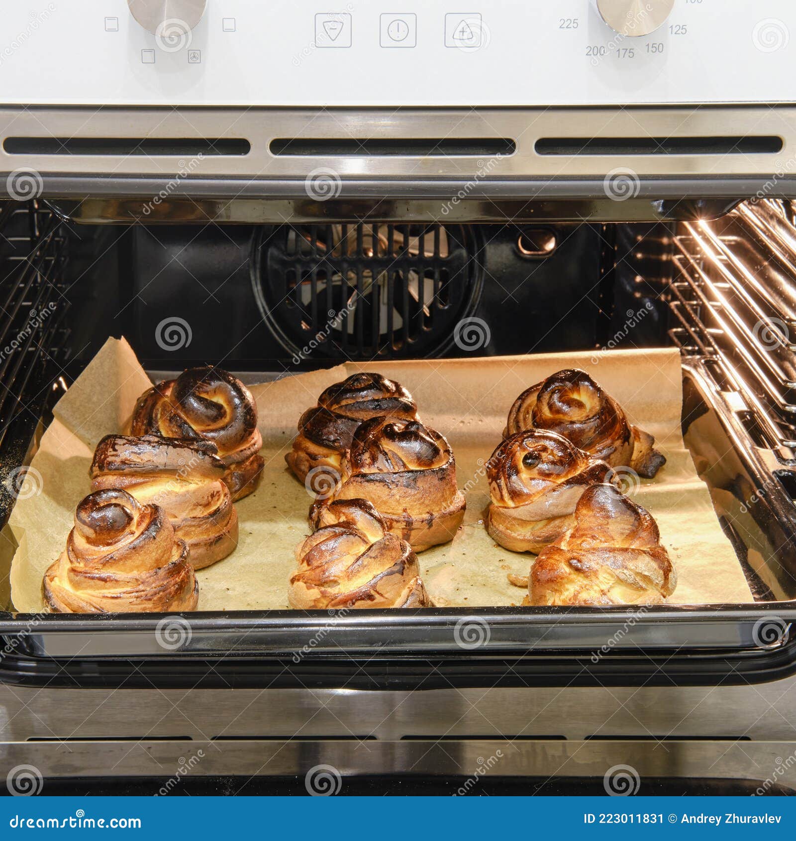 Burnt Buns on a Baking Sheet in the Oven Stock Image - Image of fast ...