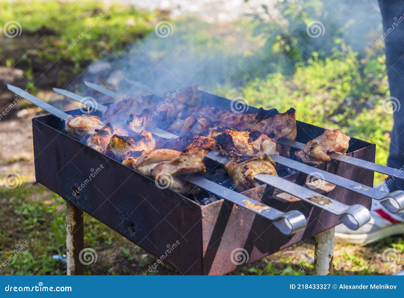 Burnt Chicken Kebab on the Grill Stock Image - Image of food, fresh ...