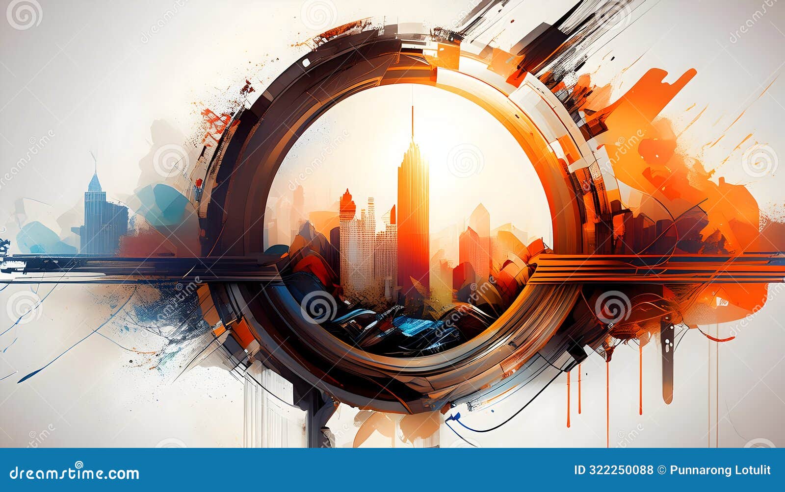 Burnt Circle, Abstract White Background with Brush Patterns and ...