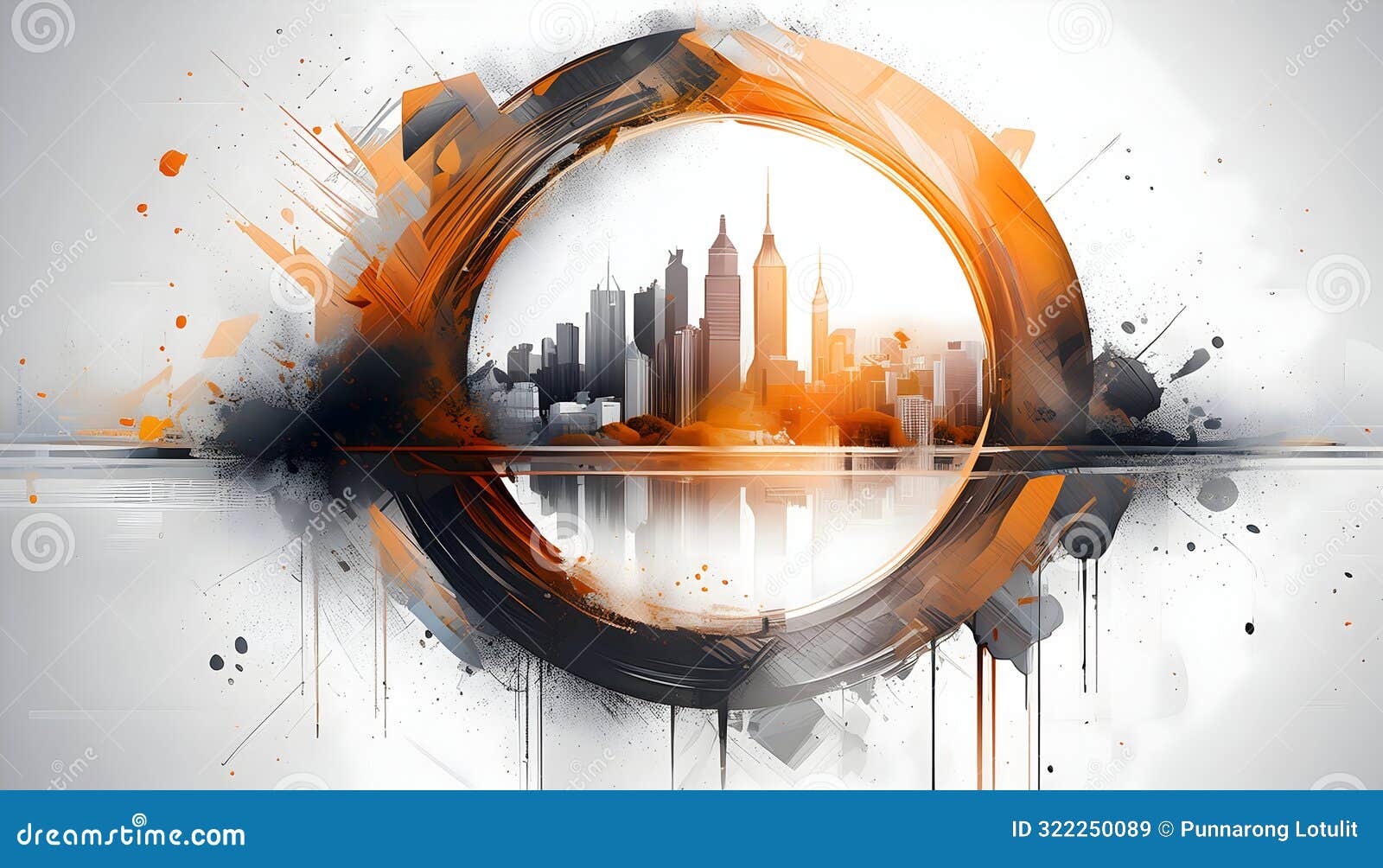 Burnt Circle, Abstract White Background with Brush Patterns and ...