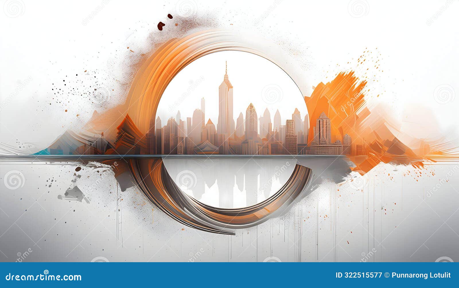 Burnt Circle, Abstract White Background with Brush Patterns and ...