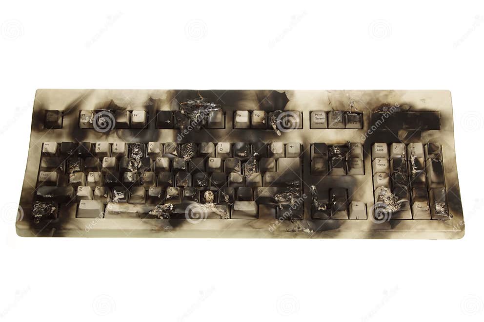Burnt Computer Keyboard stock image. Image of accident - 135564689