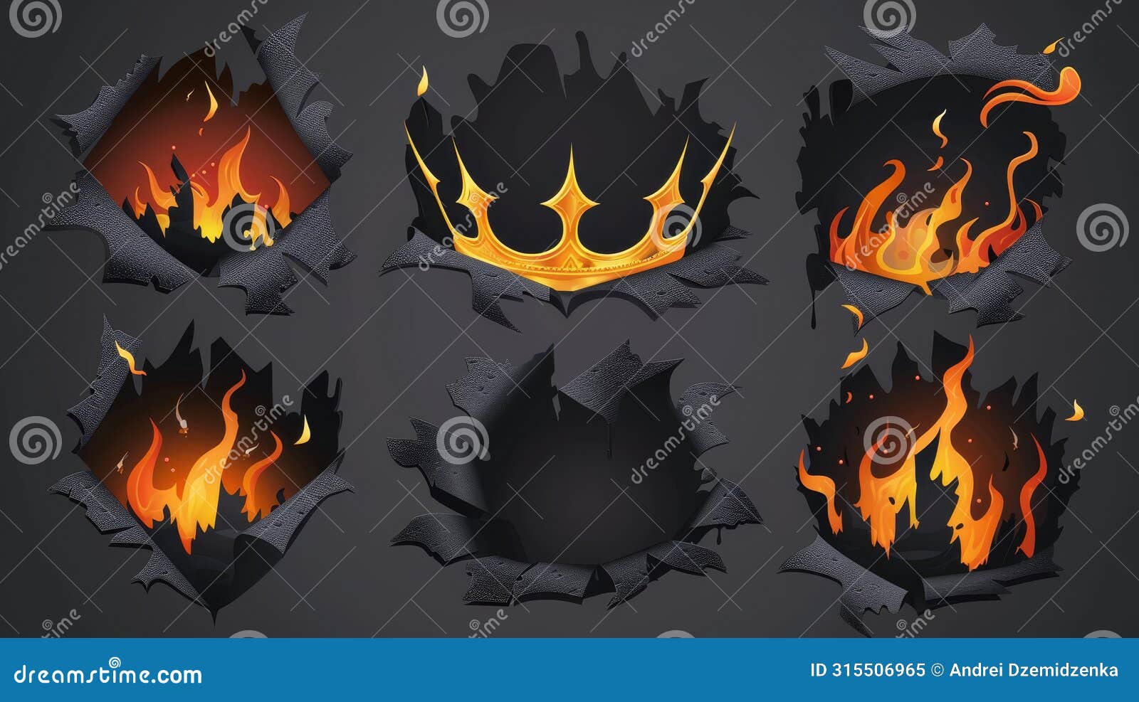 The Burnt Edge Paper Hole Corner Modern Effect is Set on a Transparent ...