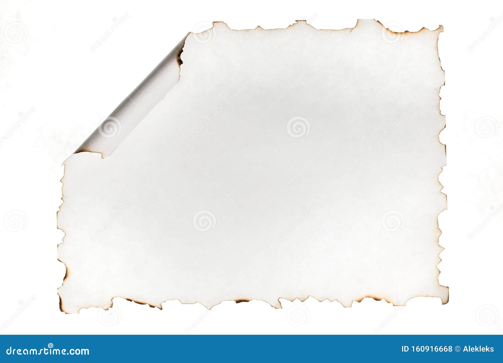 Burnt Edges of Paper with Curled Edge, Isolated on White. Use As a ...