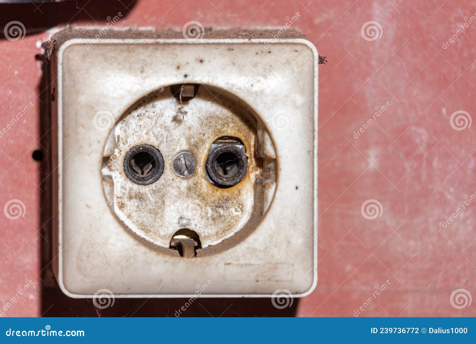 Burnt Electric Power Socket. 220 V Overloaded Phase Cable Stock Photo ...