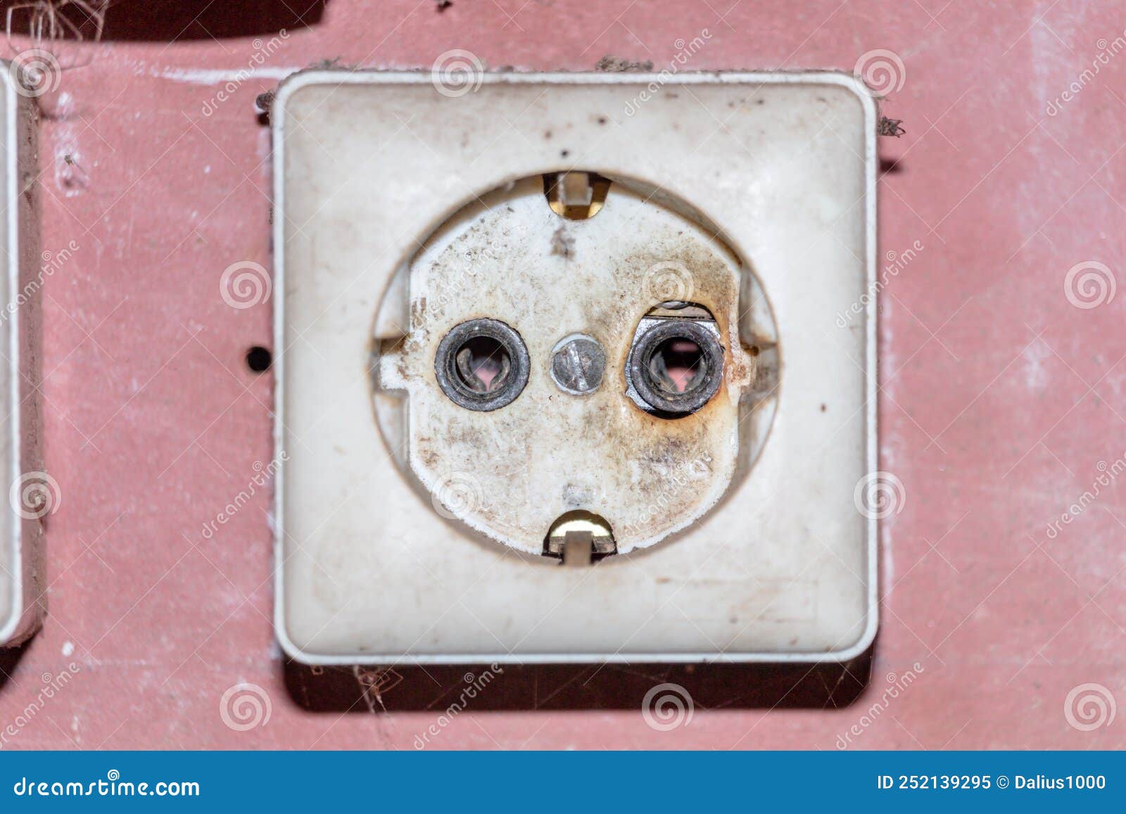 Burnt Electric Power Socket. 220 V Overloaded Phase Cable Stock Image ...