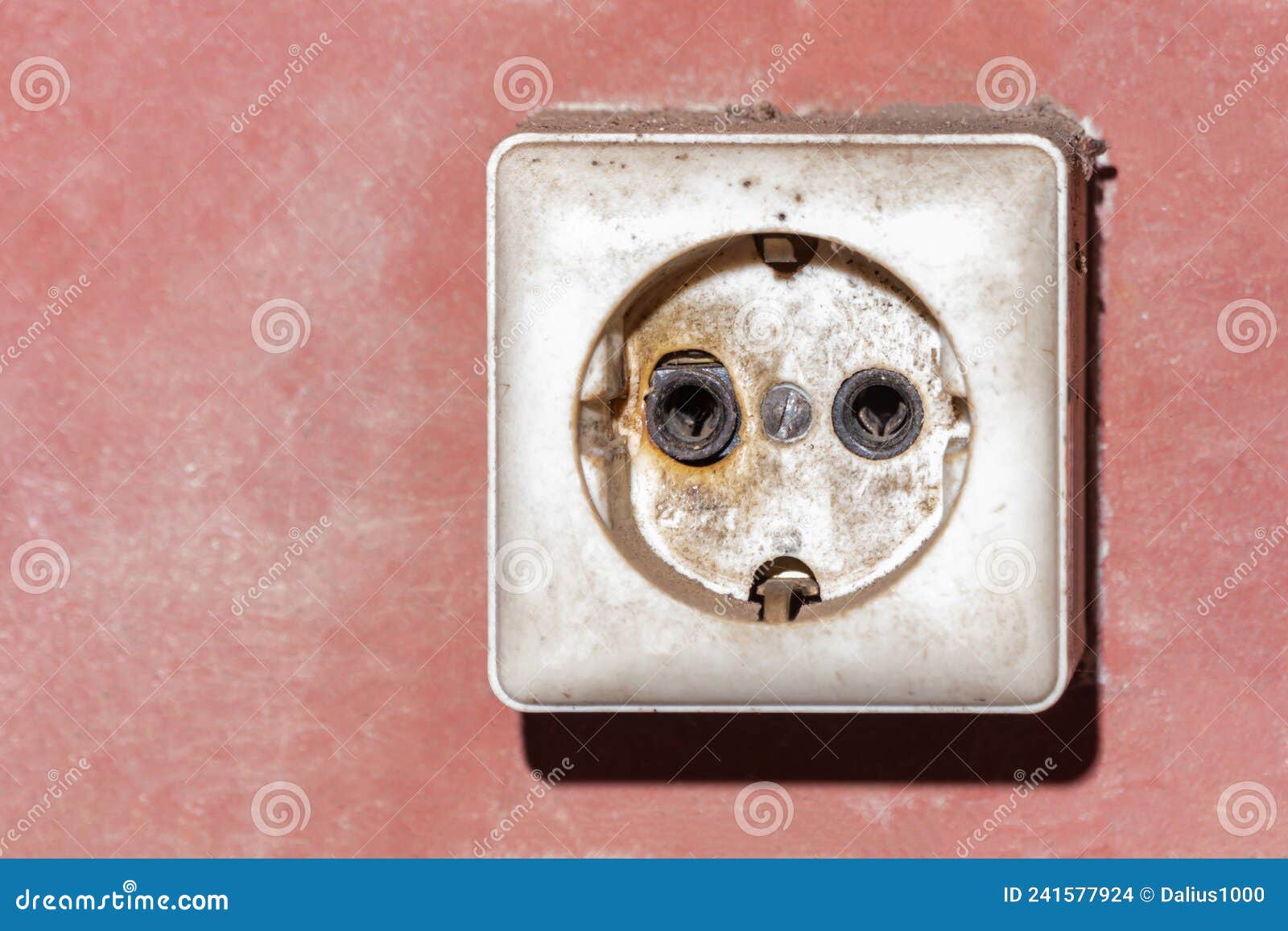 Burnt Electric Power Socket. 220 V Overloaded Phase Cable - Eu ...