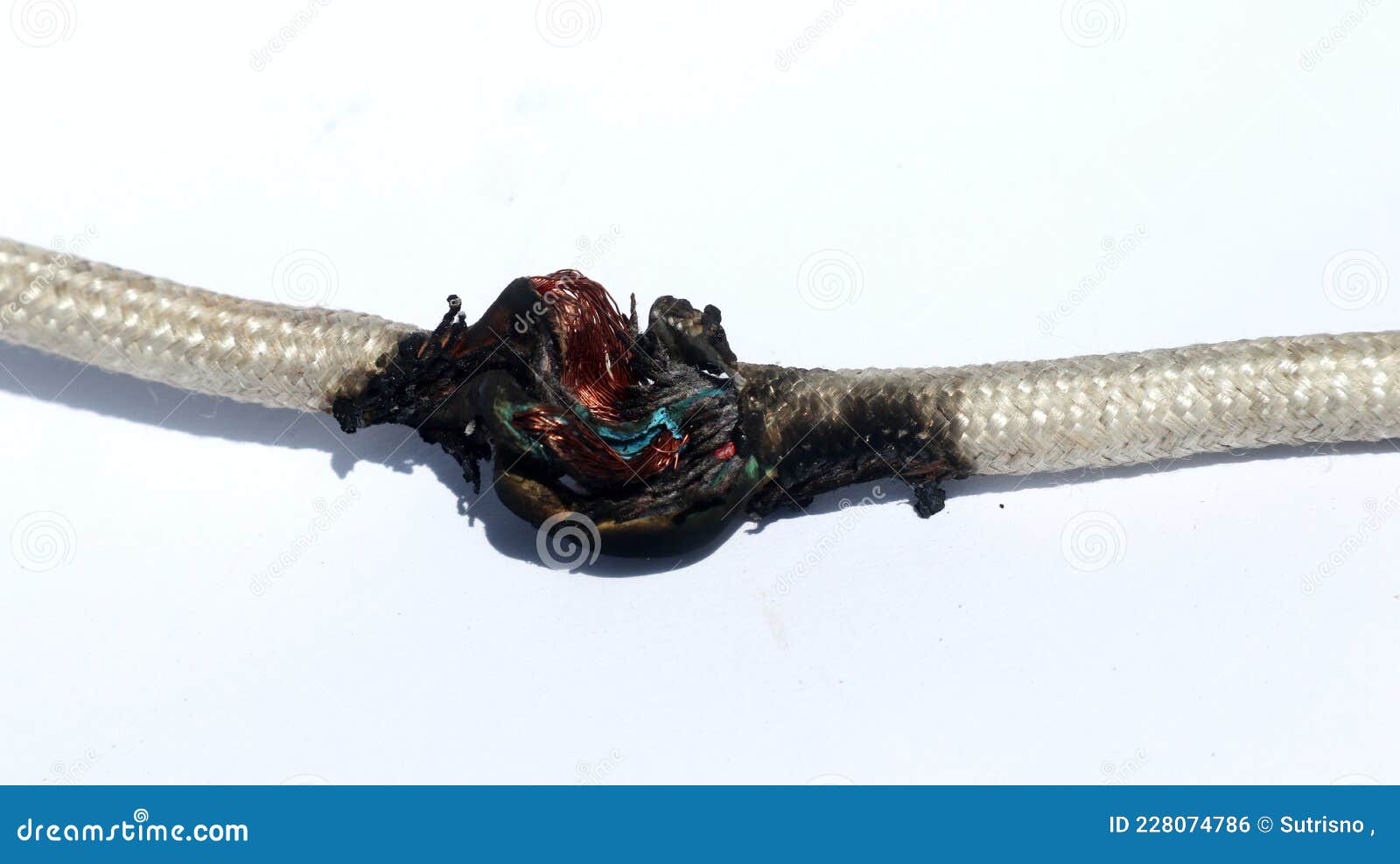 Burnt Electric Wires on White Background Stock Photo - Image of damaged ...