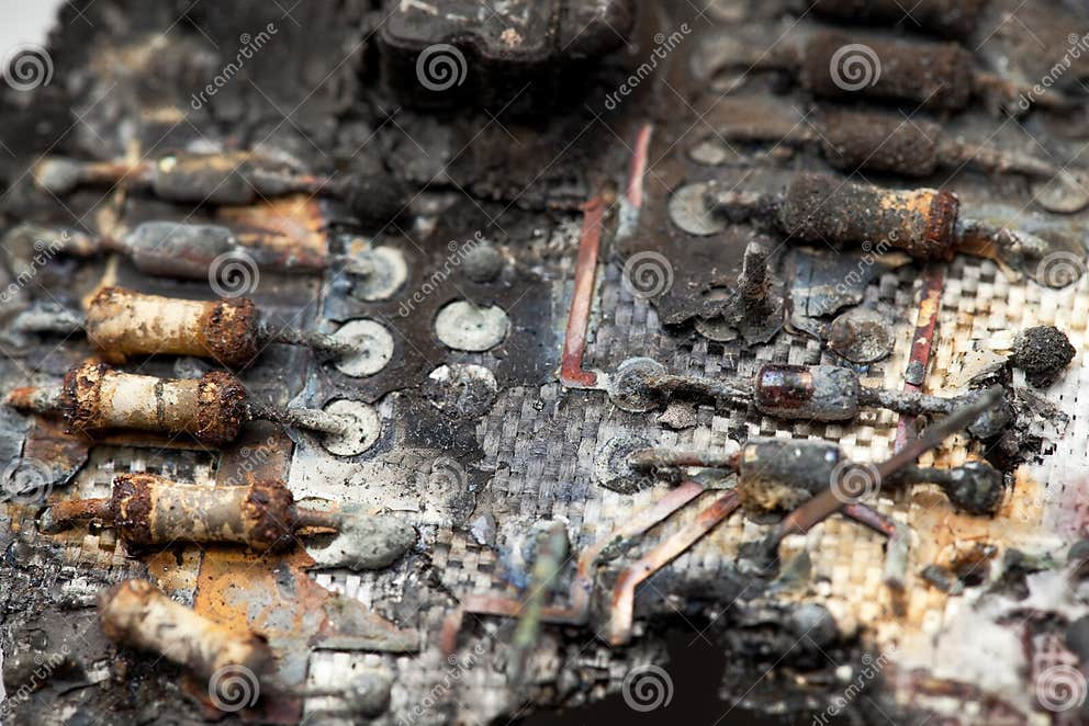 Burnt Electronic Circuit Board Stock Photo - Image of damage, destroyed ...