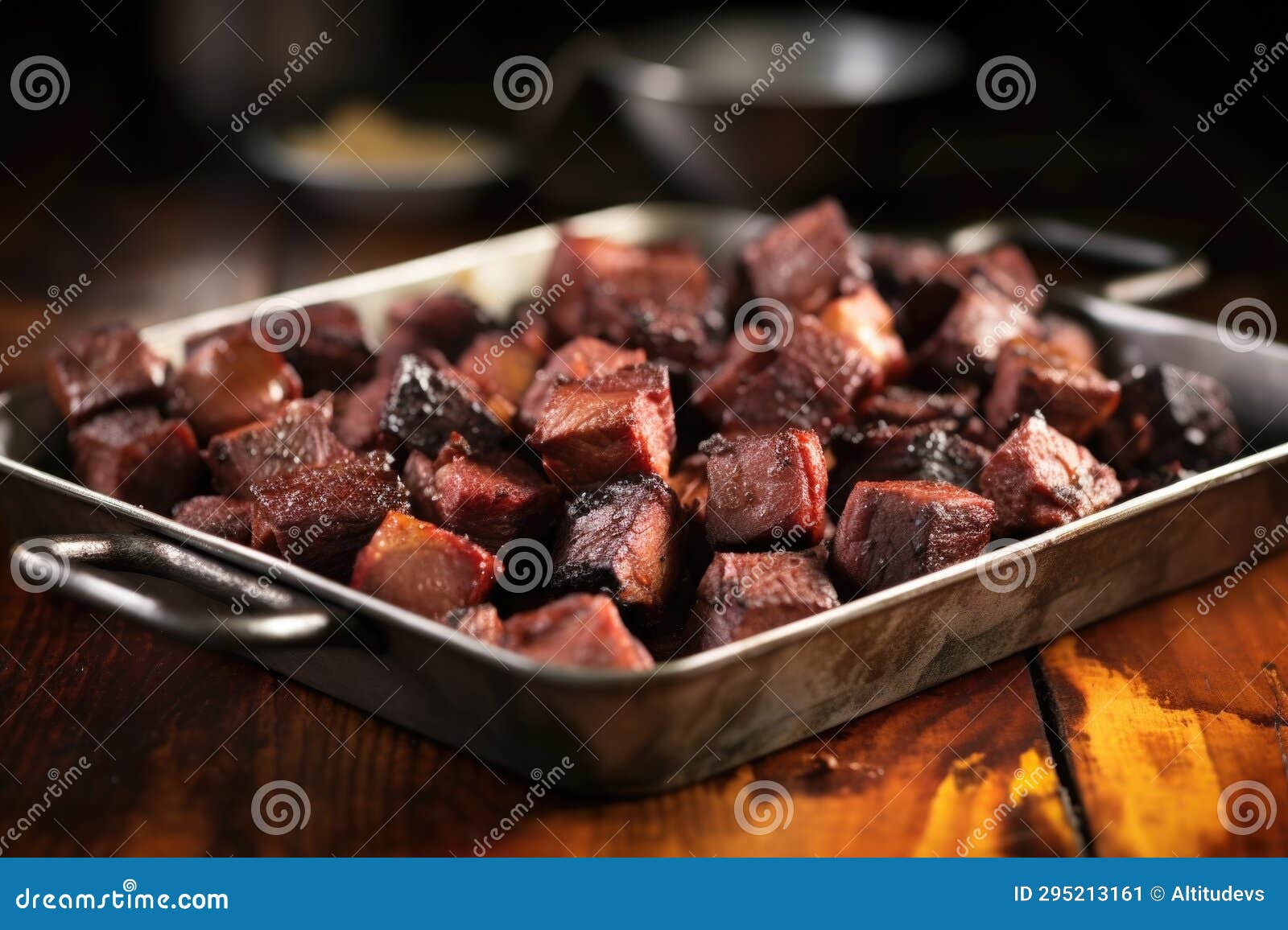 Burnt Ends Piled High in a Rustic Metal Tray Stock Image - Image of ...