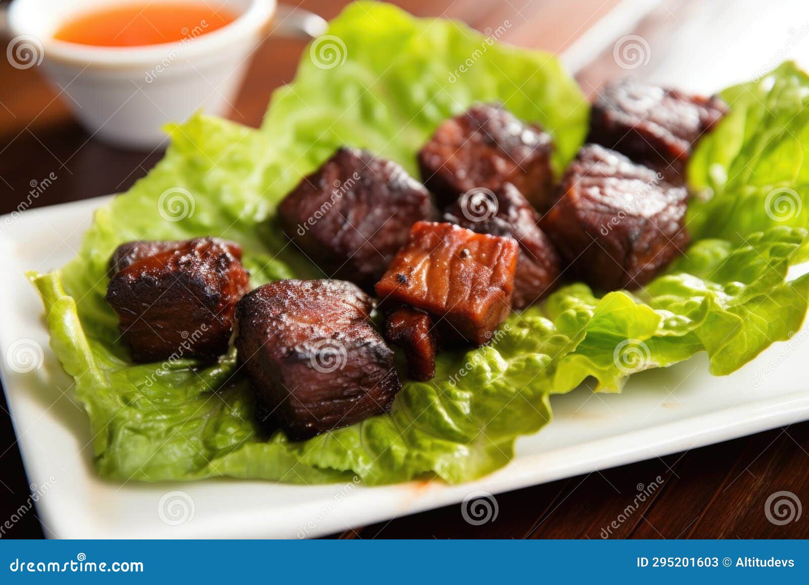 Burnt Ends on Top of Fresh Lettuce Stock Image - Image of grill ...