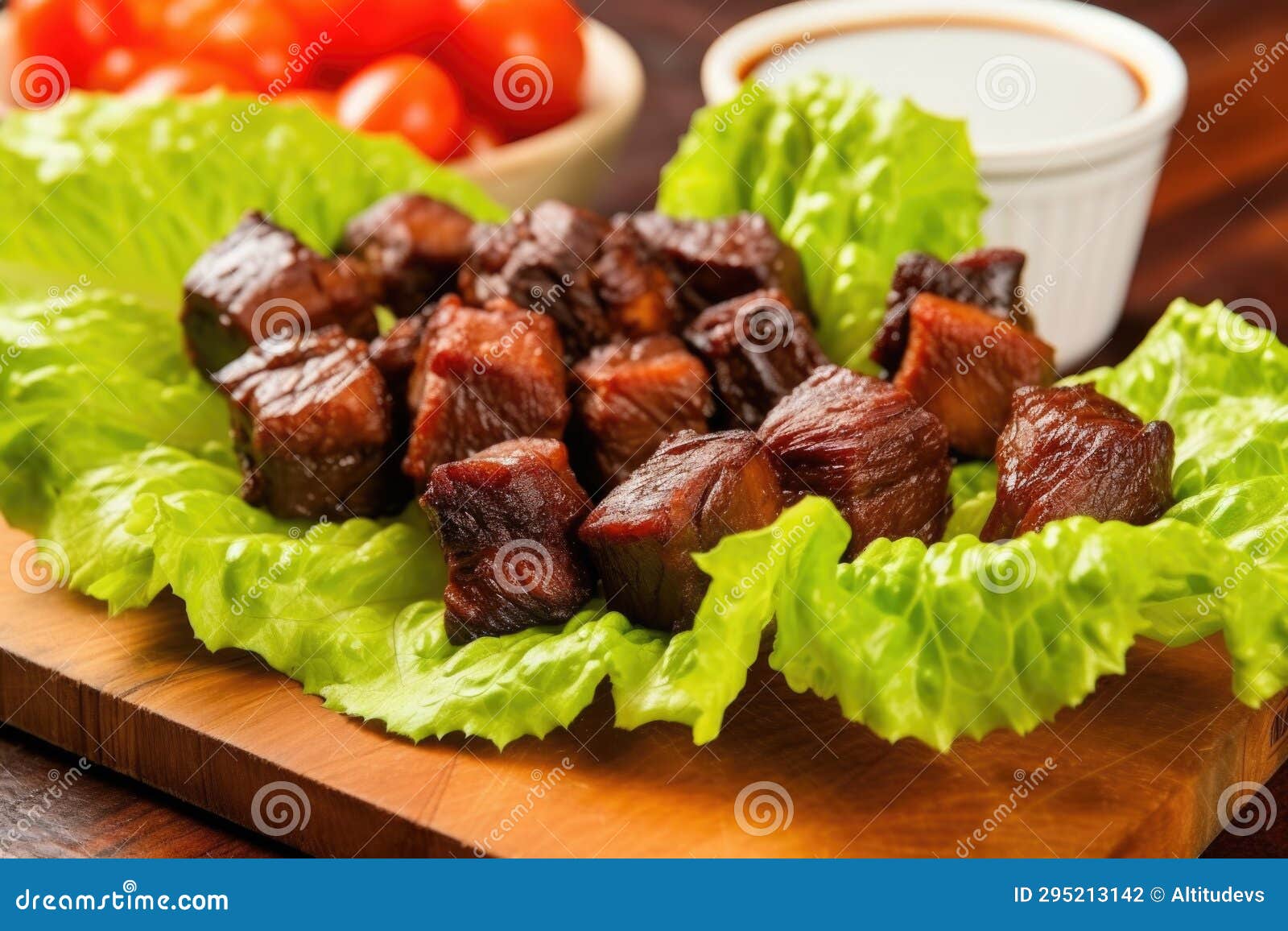Burnt Ends on Top of Fresh Lettuce Stock Photo - Image of delicious ...