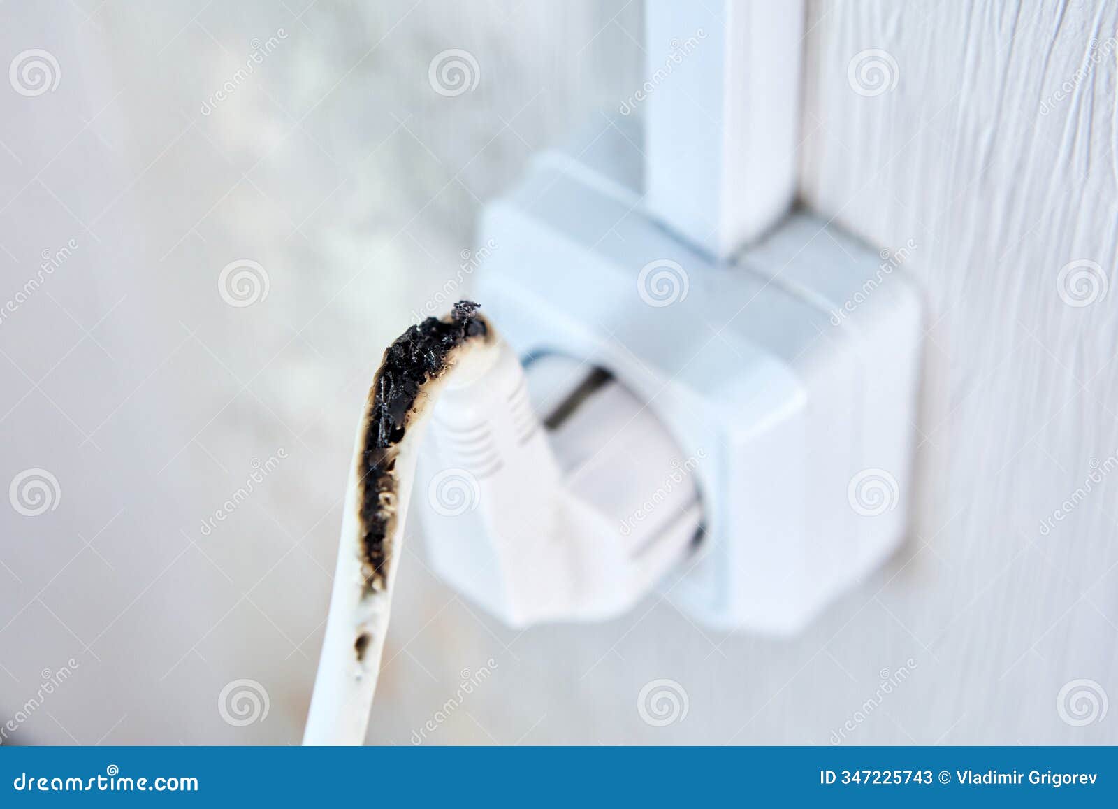 An Electrical Plug with Burnt Wire in Socket. Stock Image - Image of ...
