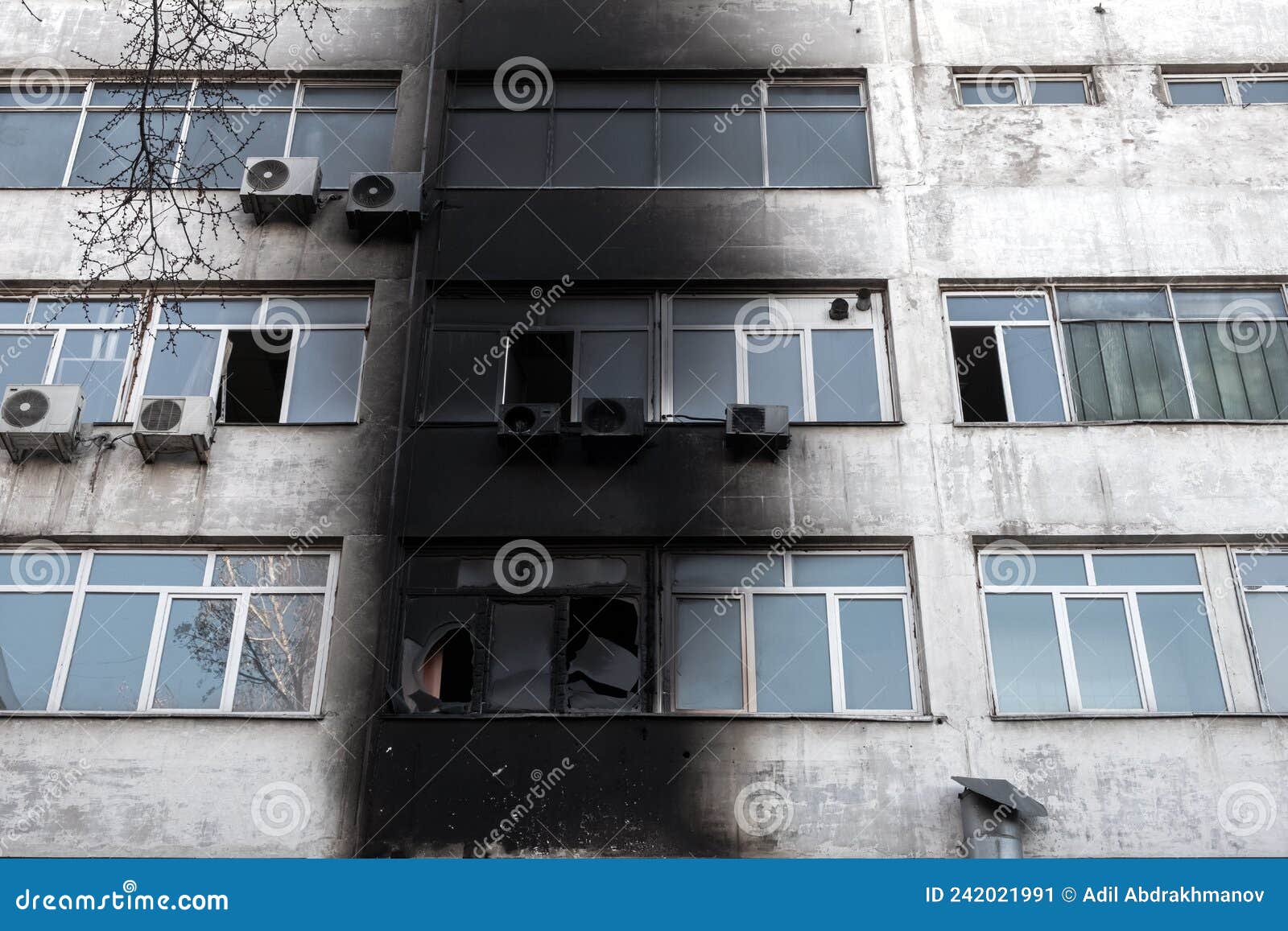 Burnt Facade of Building. Black Walls after Fire. Arson Concept Stock ...