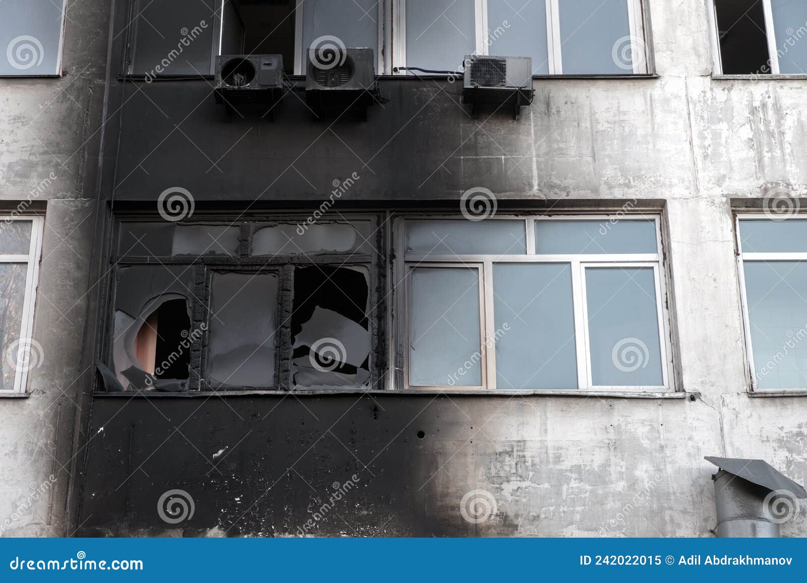 Burnt Facade of Building. Black Walls after Fire. Arson Concept Stock ...