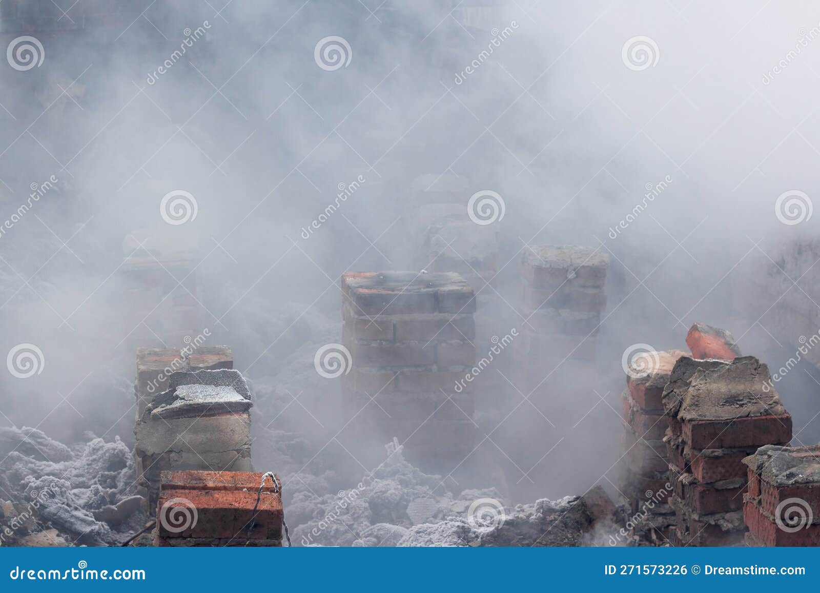 Burnt Floor and Heavy Smoke after a Fire in a Building Stock Photo ...