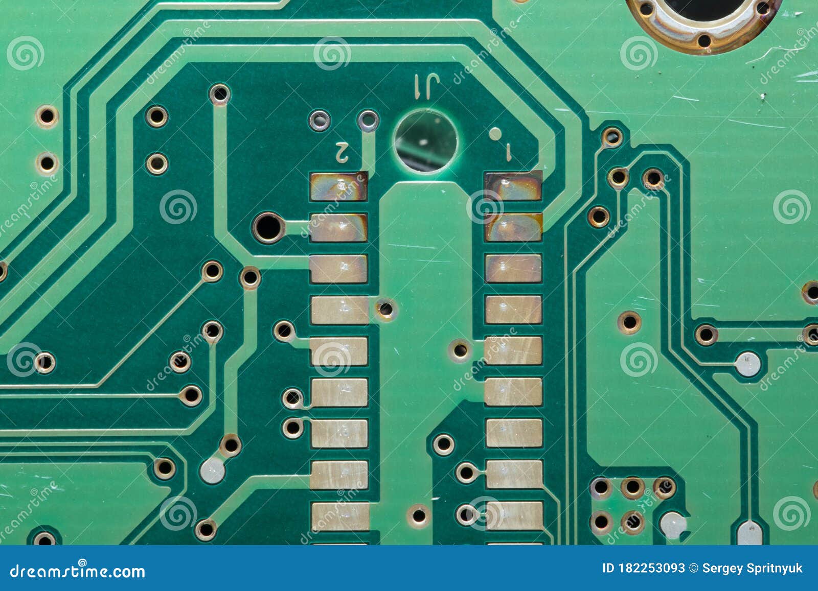 Burnt Green Microchip after Short Circuit Stock Image - Image of smoke ...