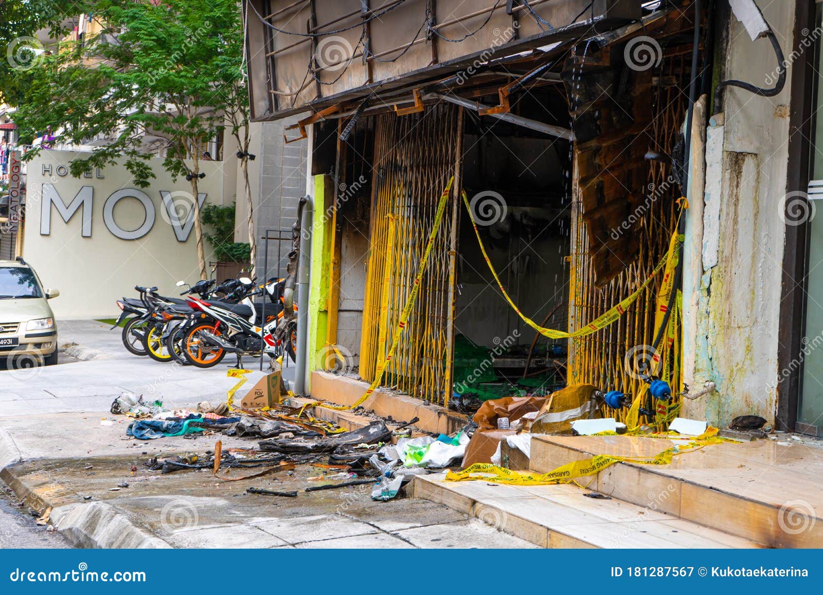 Burnt Grocery Store. Fire in the Building Editorial Photography - Image ...