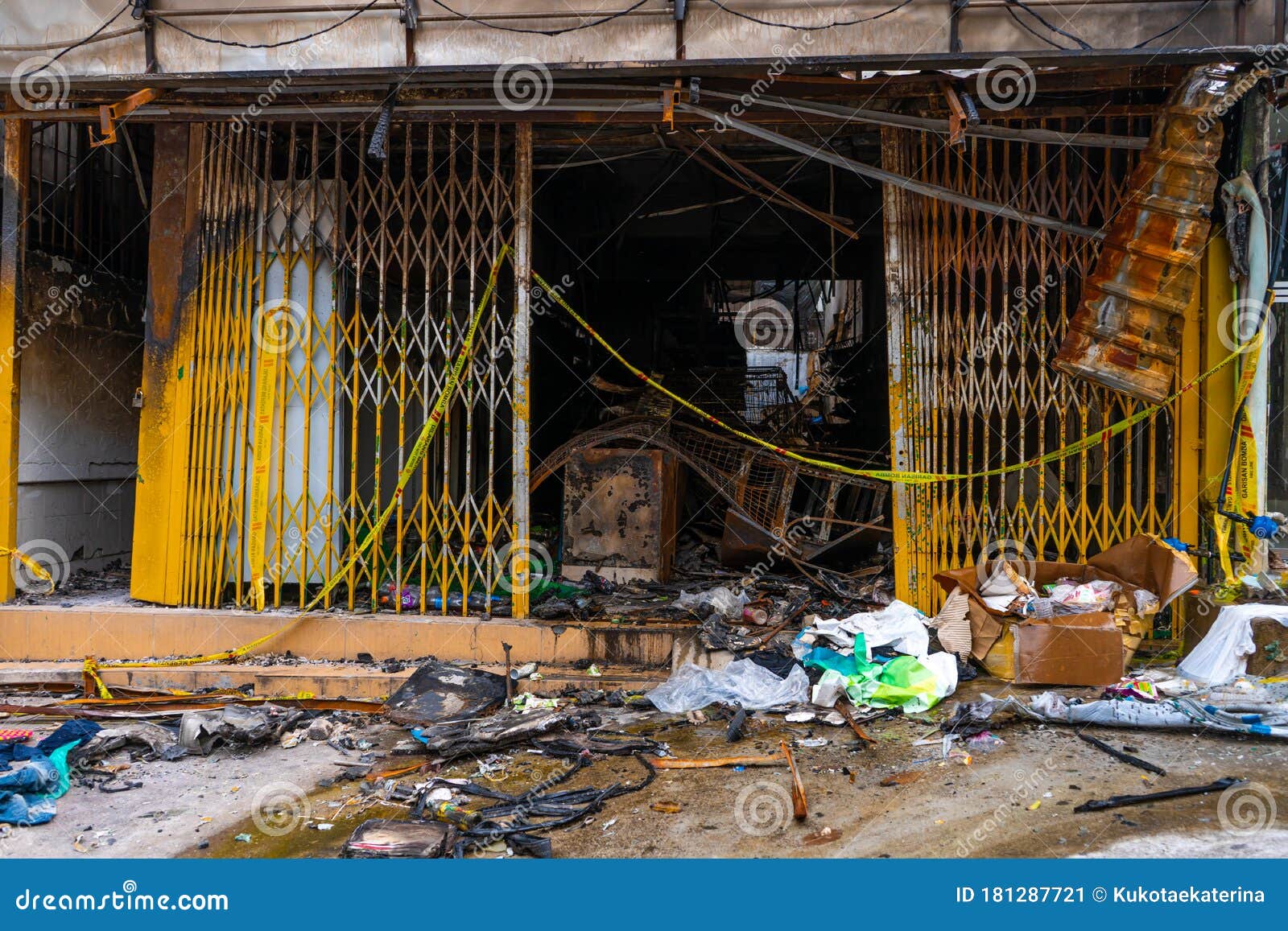 Burnt Grocery Store. Fire in the Building Editorial Photo - Image of ...
