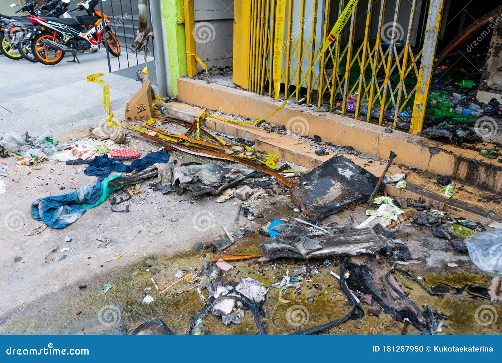 Burnt Grocery Store. Fire in the Building Stock Photo - Image of danger ...